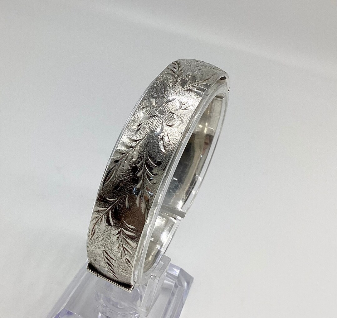 Solid Silver Hinged Bangle Hallmarked 1974 Rare Slide Fixing 50th Birthday 25gms - Etsy UK