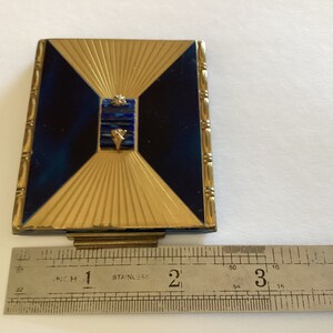True Vintage 1920s Art Deco Loose Powder Compact Enamel Brass 3 X 2 1/2 ...