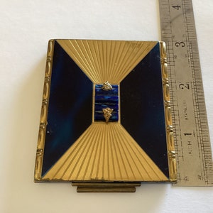 True Vintage 1920s Art Deco Loose Powder Compact Enamel Brass 3 X 2 1/2 ...