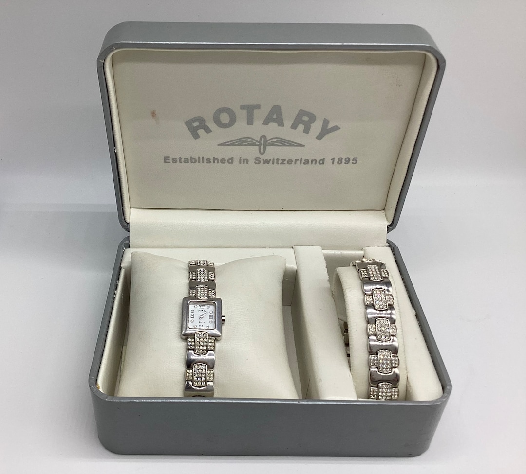 Ladies Solid Silver Rotary Cocktail Watch and Bracelet Crystal - Etsy