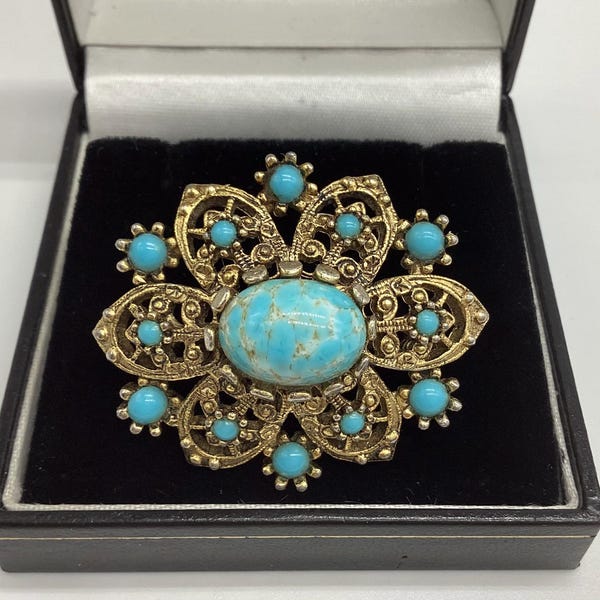 Turquoise Brooch - Etsy