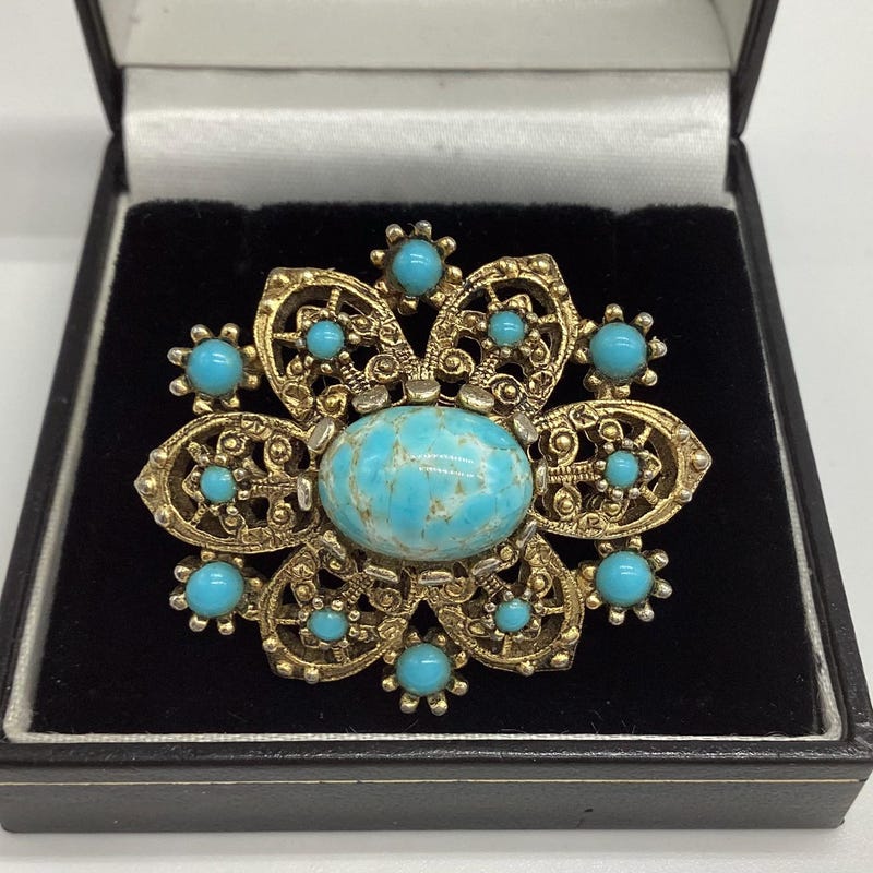 Turquoise Brooch - Etsy