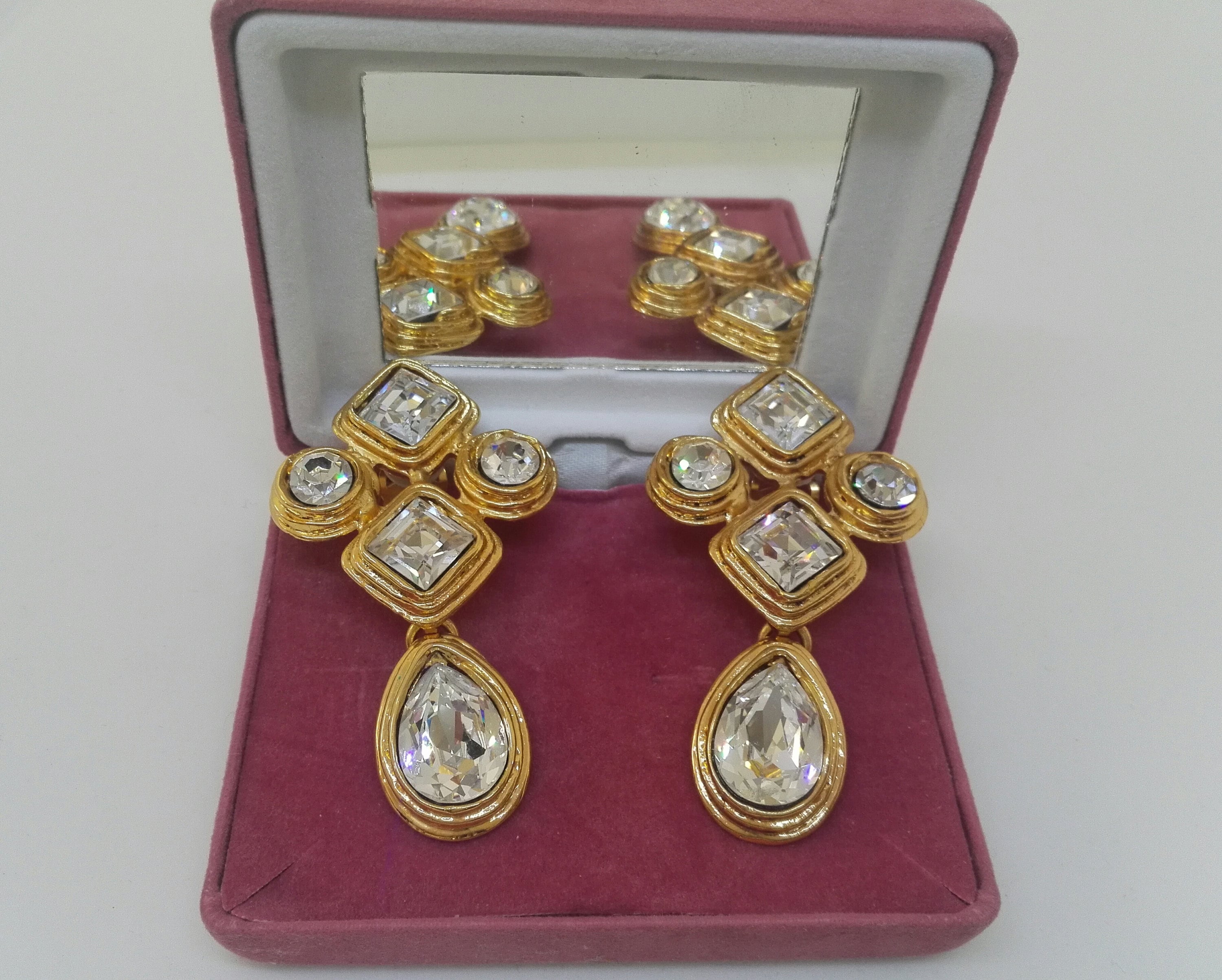 Fabulous Signed Edouard Rambaud Paris Rare Huge Crystal Drop Earrings ...