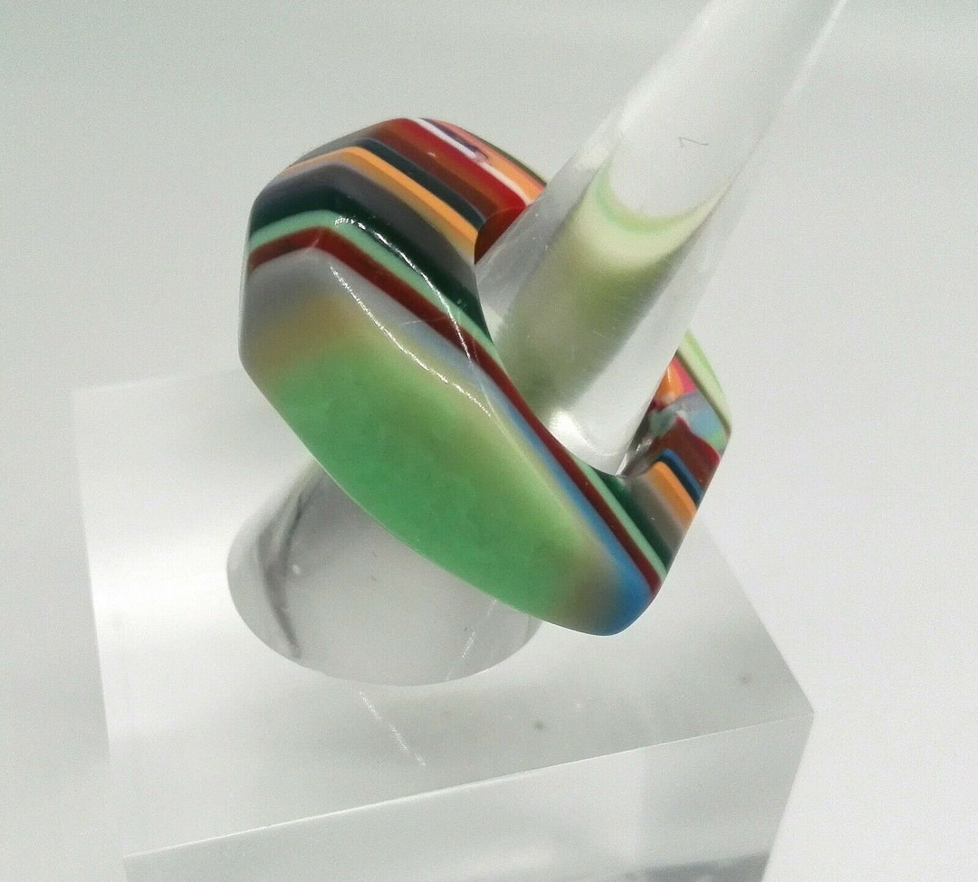 Signed Sobral Jackie Brazil Multicolored High Domed Vintage Ring Size Q ...