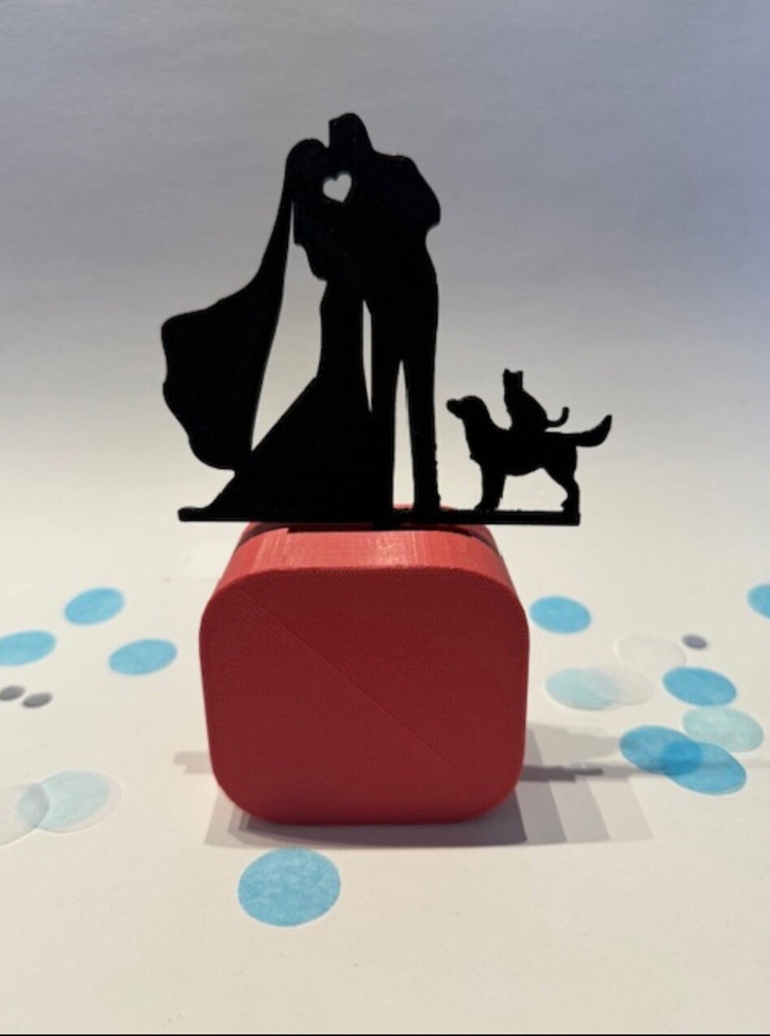 Cute Sturdy Wedding Cake Topper, Cat Rides Dog, Personalized Cake ...