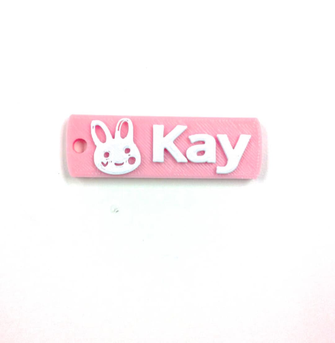 Kay Bunny, CUSTOM 3D PRINTED Round Corner Name Keychain (keyring ...