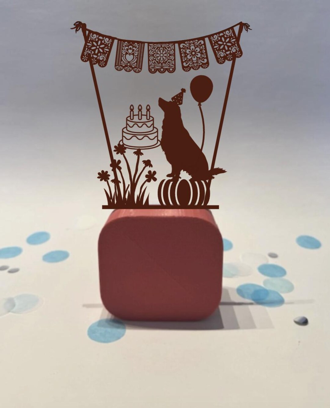 Dog Spaniel Sturdy Birthday Cake Topper – Candle Balloon Party ...