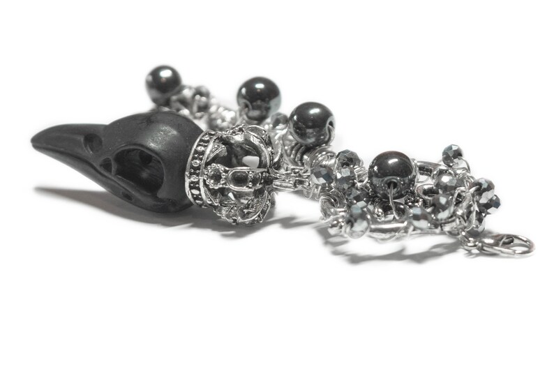 Gothic Raven King Key – Raven Head With Crown & Crystal Glass – Dark ...