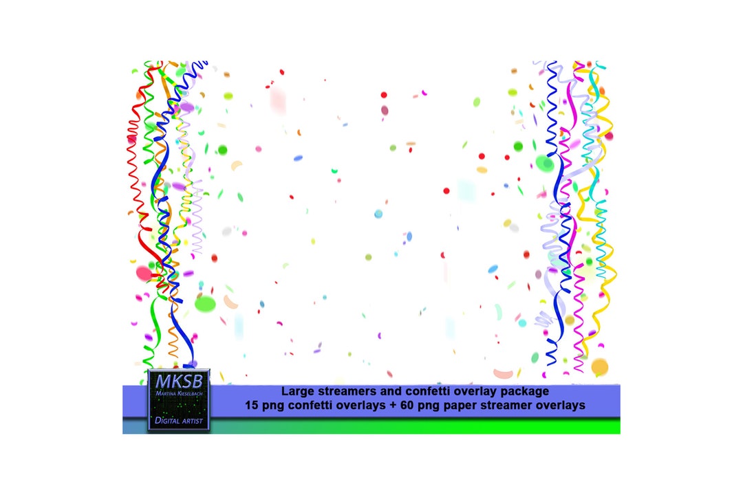 Photoshop Overlays. Streamers and Confetti Cutouts for Creating Your ...