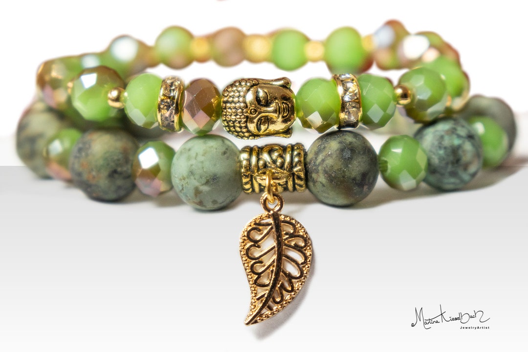Green Bracelets. Beautiful Autumnal Bracelet Set in Rich - Etsy