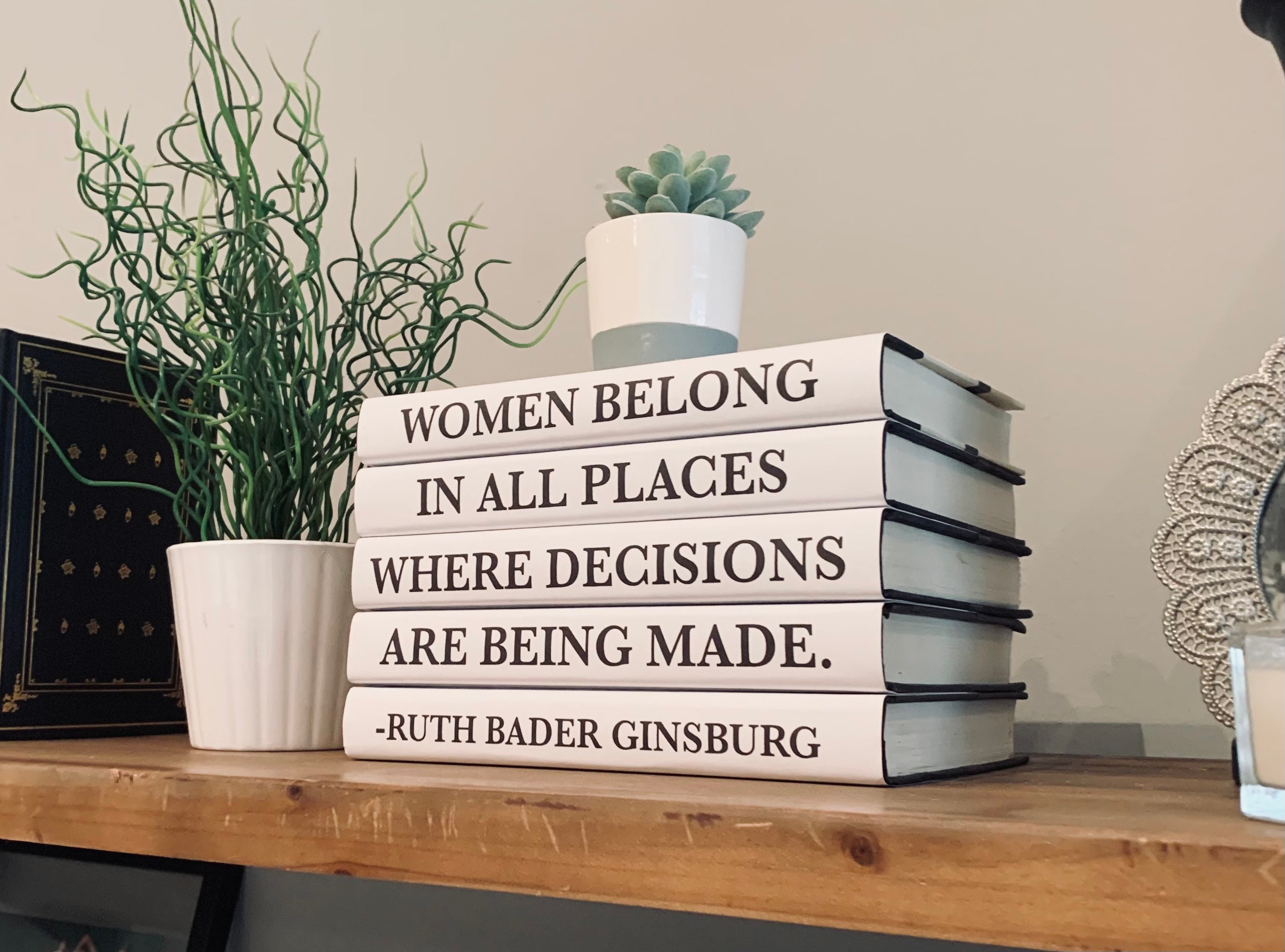 White Decorative Books with Custom Quote /Custom Modern Book | Etsy