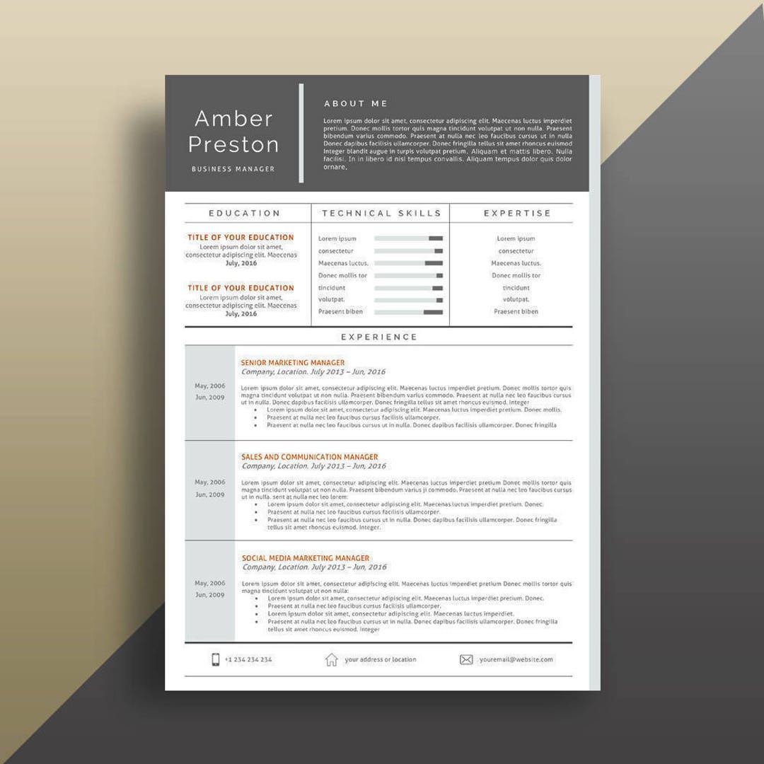 Resume Template, Professional Resume Template, Modern Resume Template ...