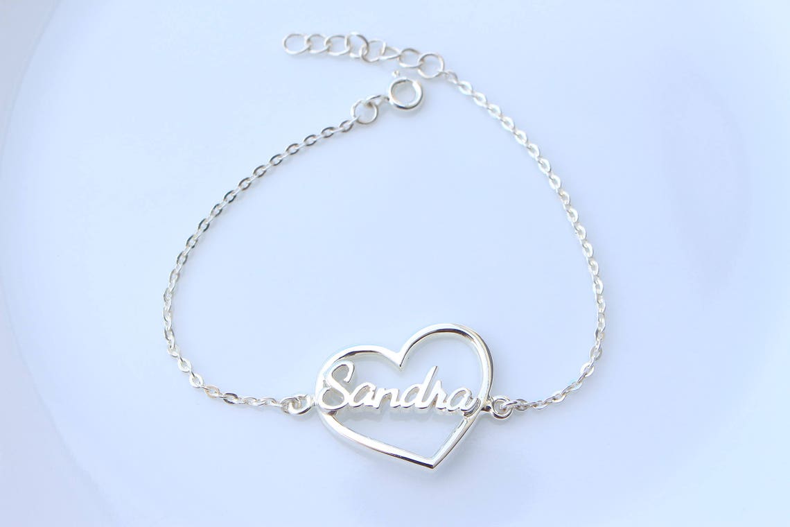 Heart Bracelet Personalized Name Bracelet Personalized - Etsy