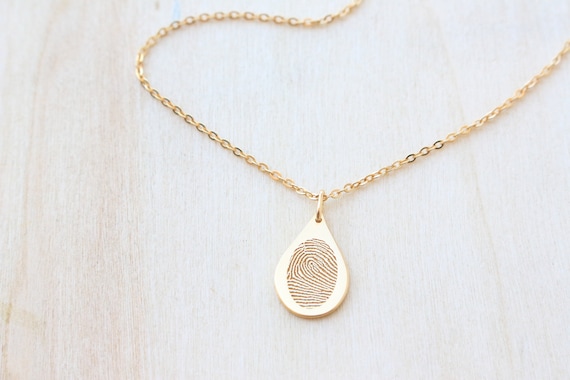 Teardrop Fingerprint Necklace Fingerprint Necklace Unique - Etsy