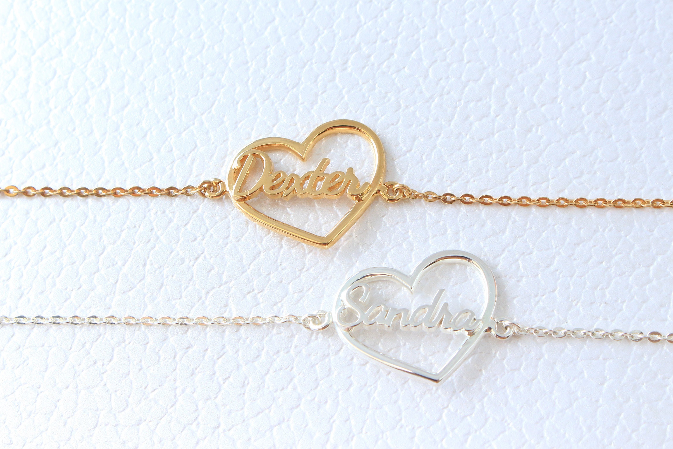 Heart Bracelet Personalized Name Bracelet Personalized - Etsy