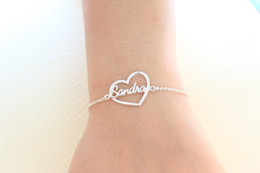 Heart Bracelet - Personalized Name Bracelet - Personalized Jewelry ...