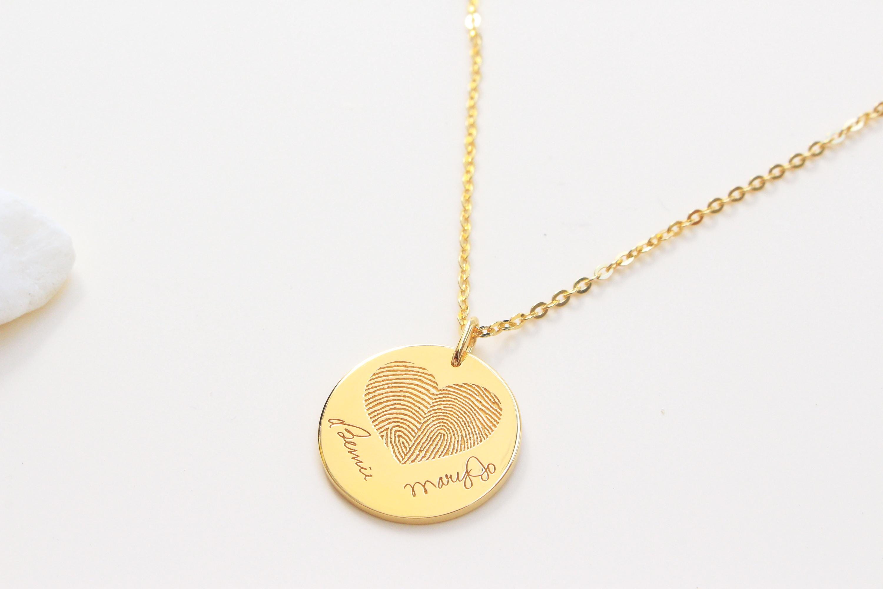Custom Two Fingerprints Heart Necklace - Engraved Double Fingerprint ...
