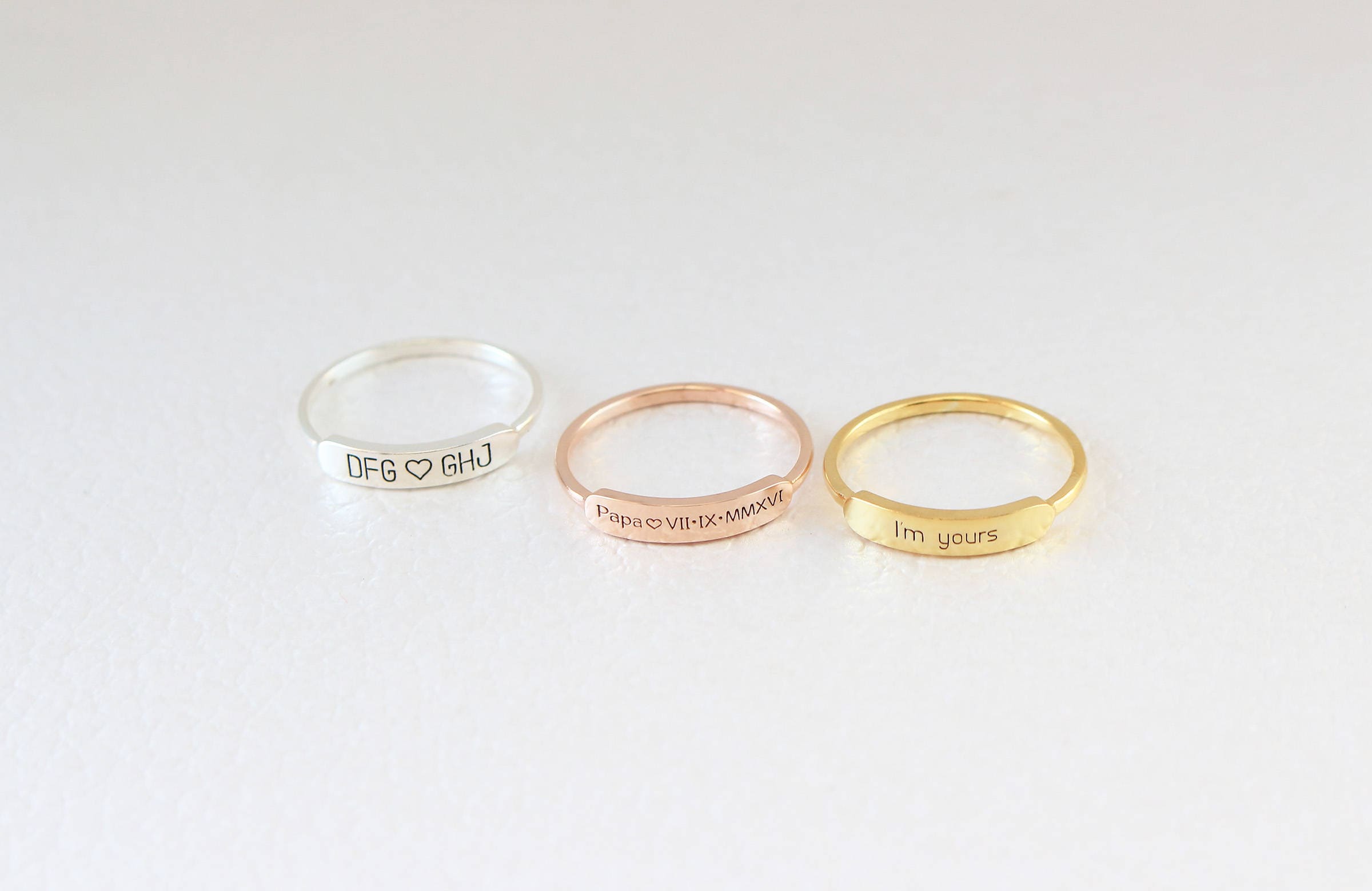 Dainty Bar Ring - Stackable Name Ring - Custom Name Ring - Stacking ...