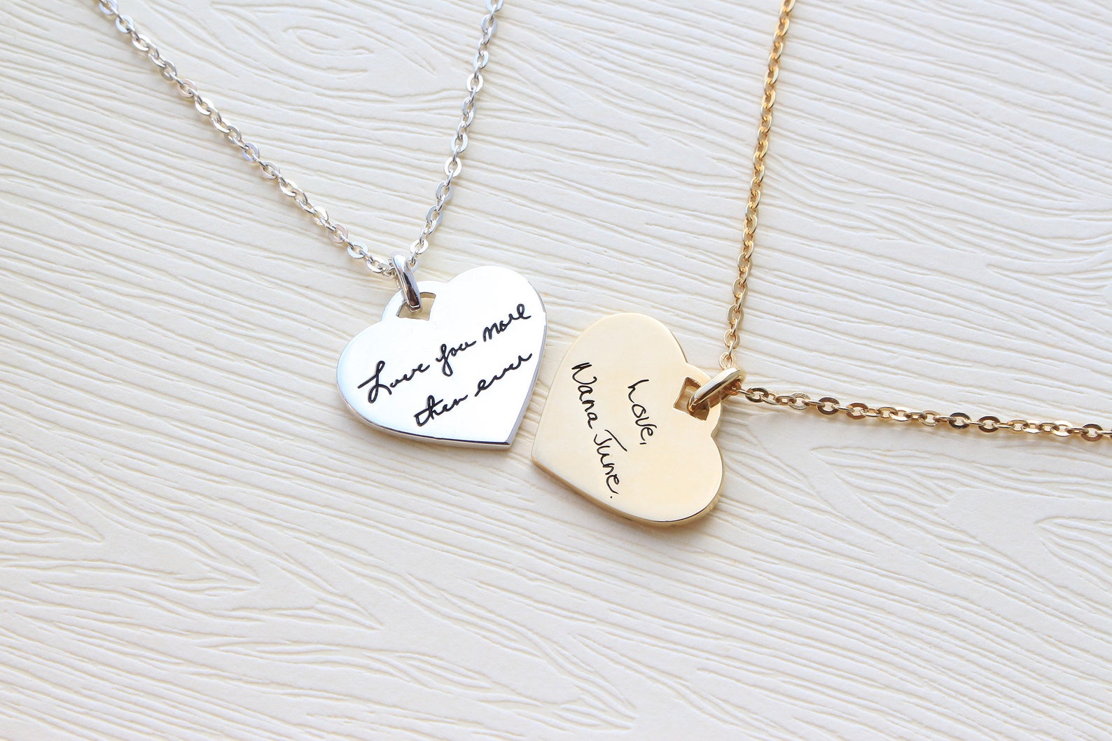 Actual Handwriting Heart Necklace - Personalized Signature Necklace ...