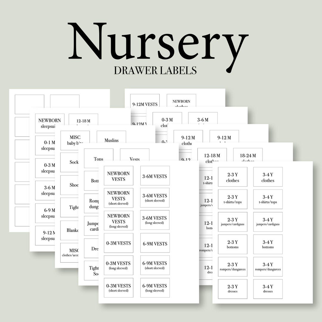 Nursery Drawer Labels - Newborn Organisation - DIGITAL FILE - Instant ...