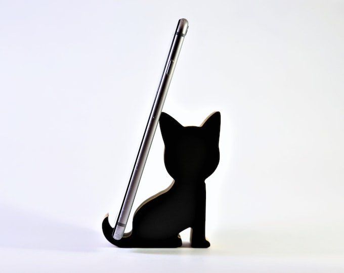 Cat Phone Stand Wood Phone Stand Cell Phone Holder Gift for Kids iPhone ...
