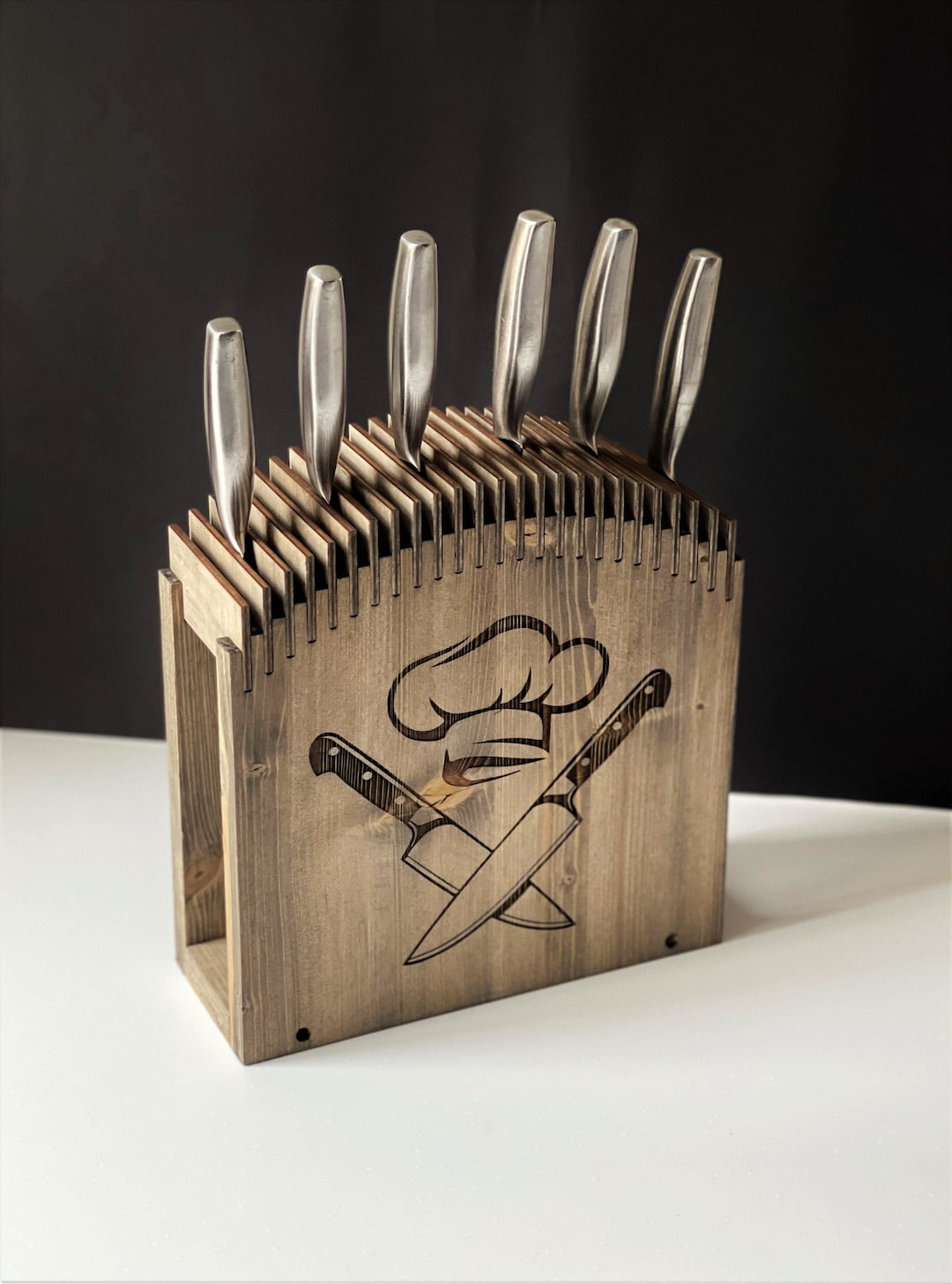 Wooden Knife Block Knife Holder Knife Rack Kitchen and Dining Home ...