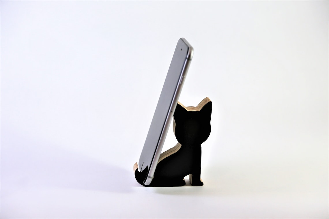 Cat Phone Stand Wood Phone Stand Cell Phone Holder Gift for - Etsy