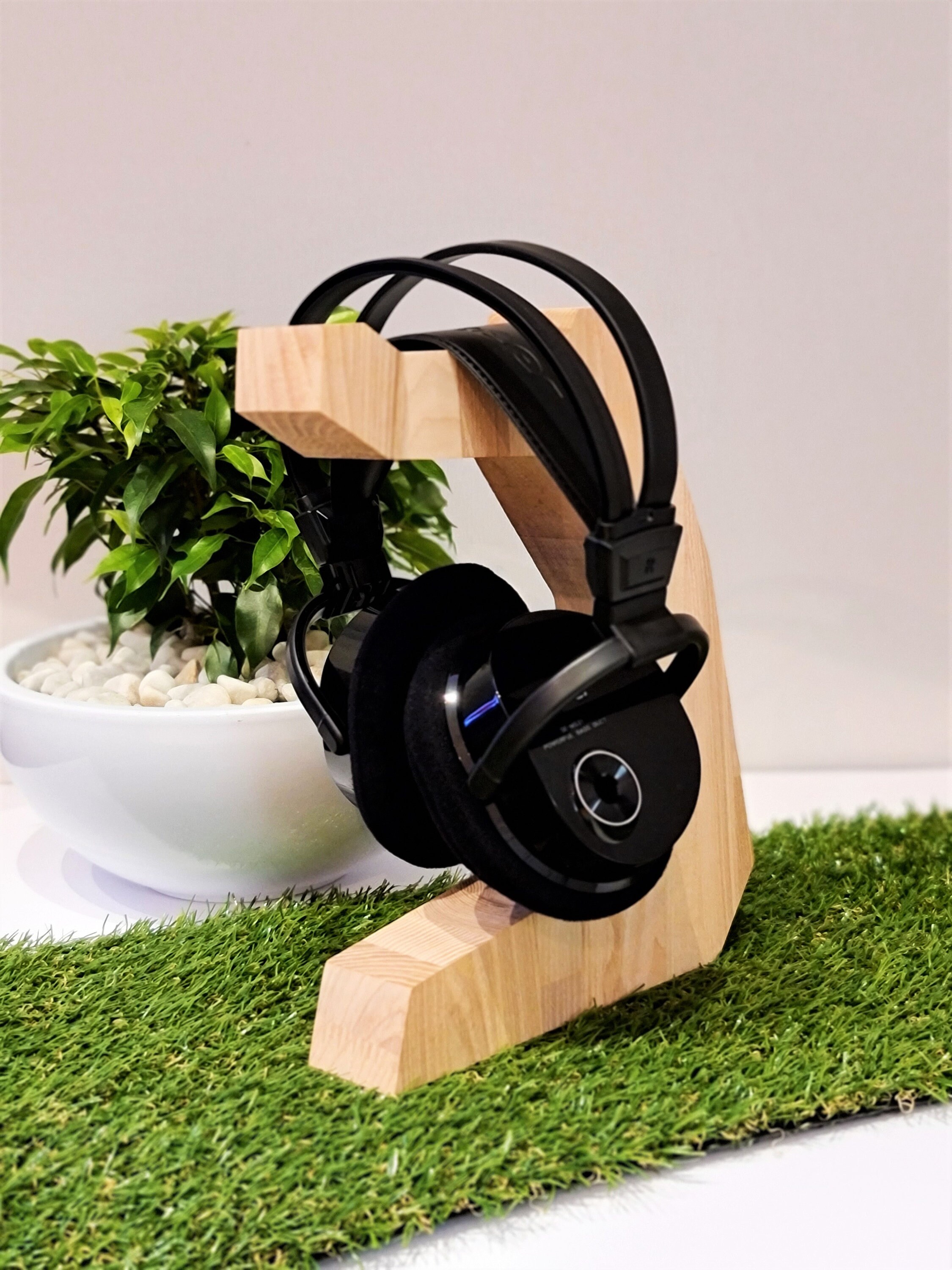 Oak wood headphones stand Headphones holder Gamer gifts | Etsy