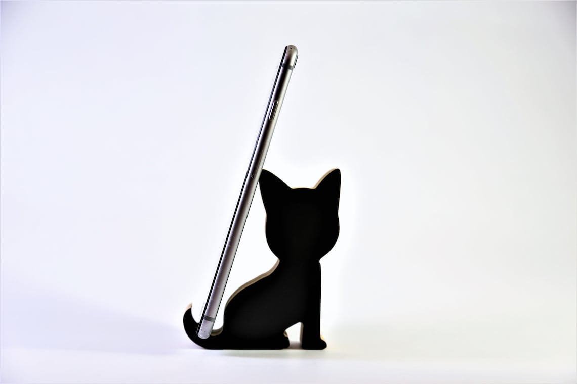 Cat Phone Stand Wood Phone Stand Cell Phone Holder Gift for - Etsy