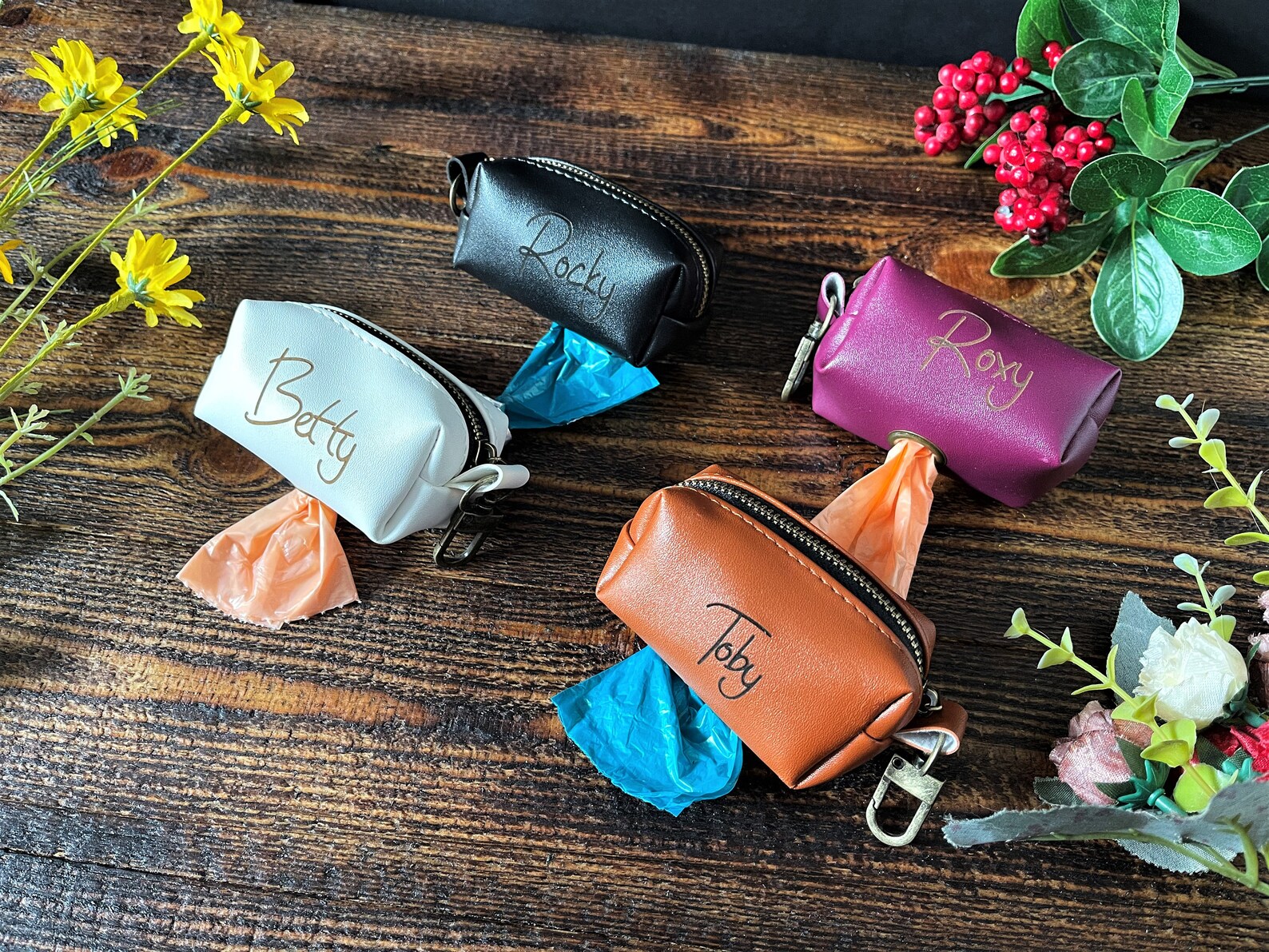 Personalized Poop Bag Leather Dog Poop Bag Holder Dog Waste Bag ...