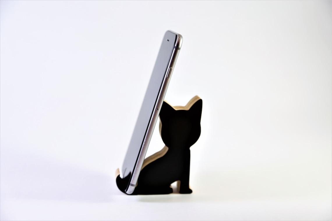 Cat Phone Stand Wood Phone Stand Cell Phone Holder Gift for - Etsy