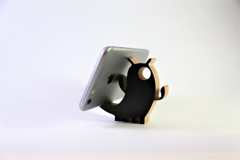 Funny monster mobile phone holder Cell Phone Stand Wooden | Etsy