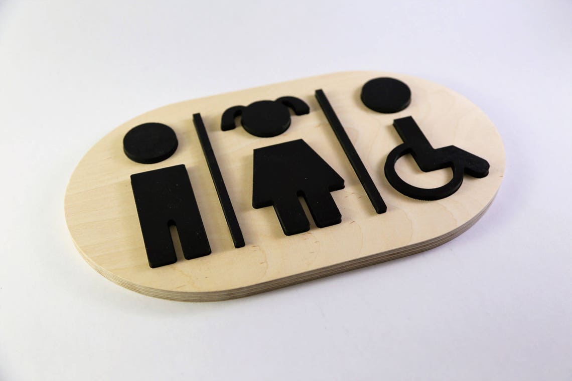 Bathroom Sign Restroom Sign WC Sign Restroom Sign Wood Toilet Sign ...