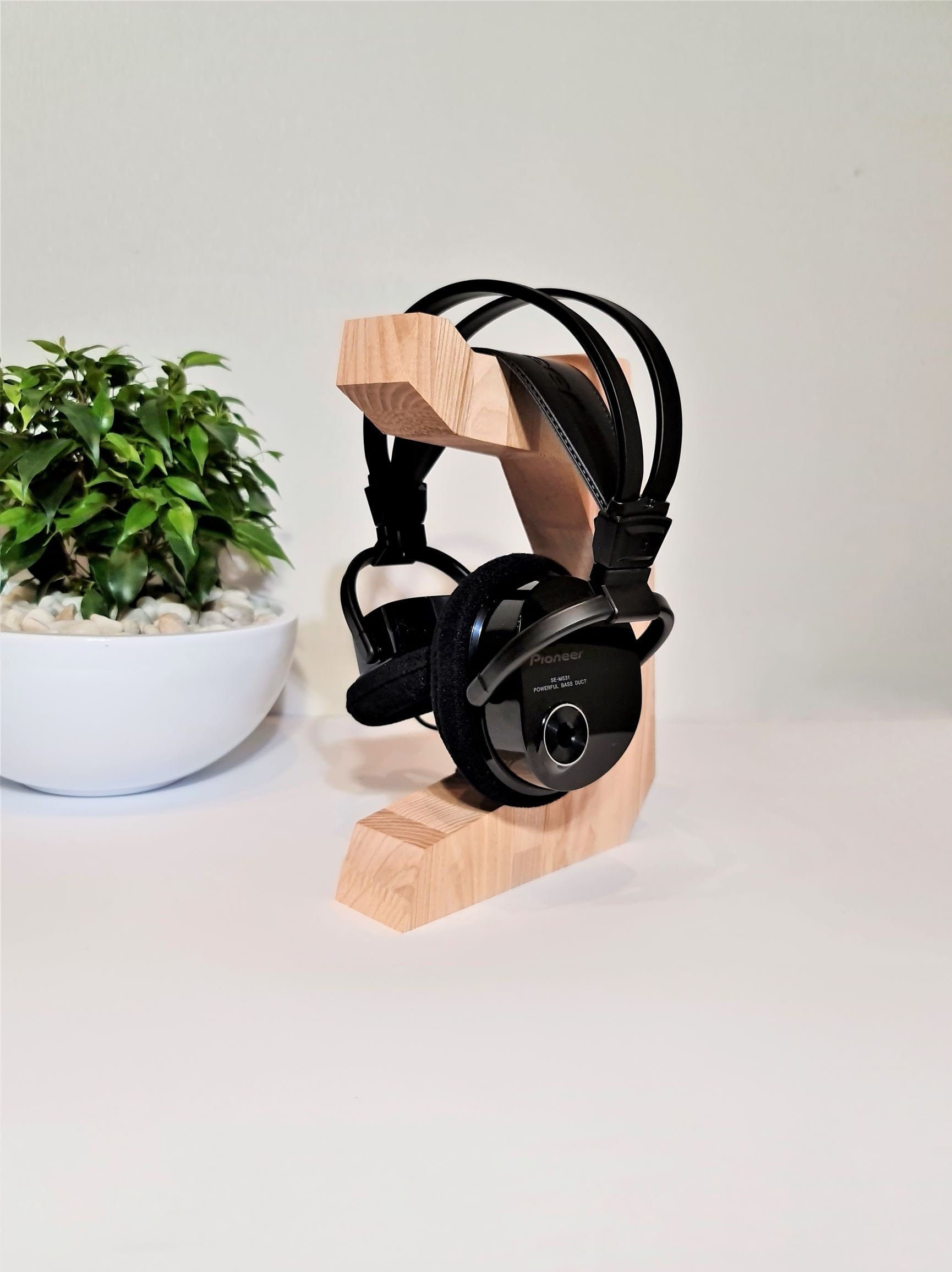 Oak wood headphones stand Headphones holder Gamer gifts | Etsy