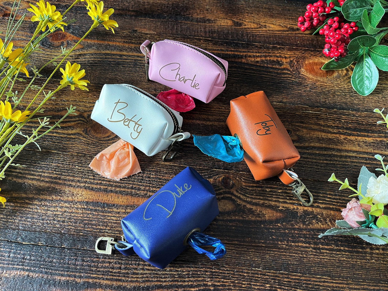 Personalized Poop Bag Leather Dog Poop Bag Holder Dog Waste Bag ...