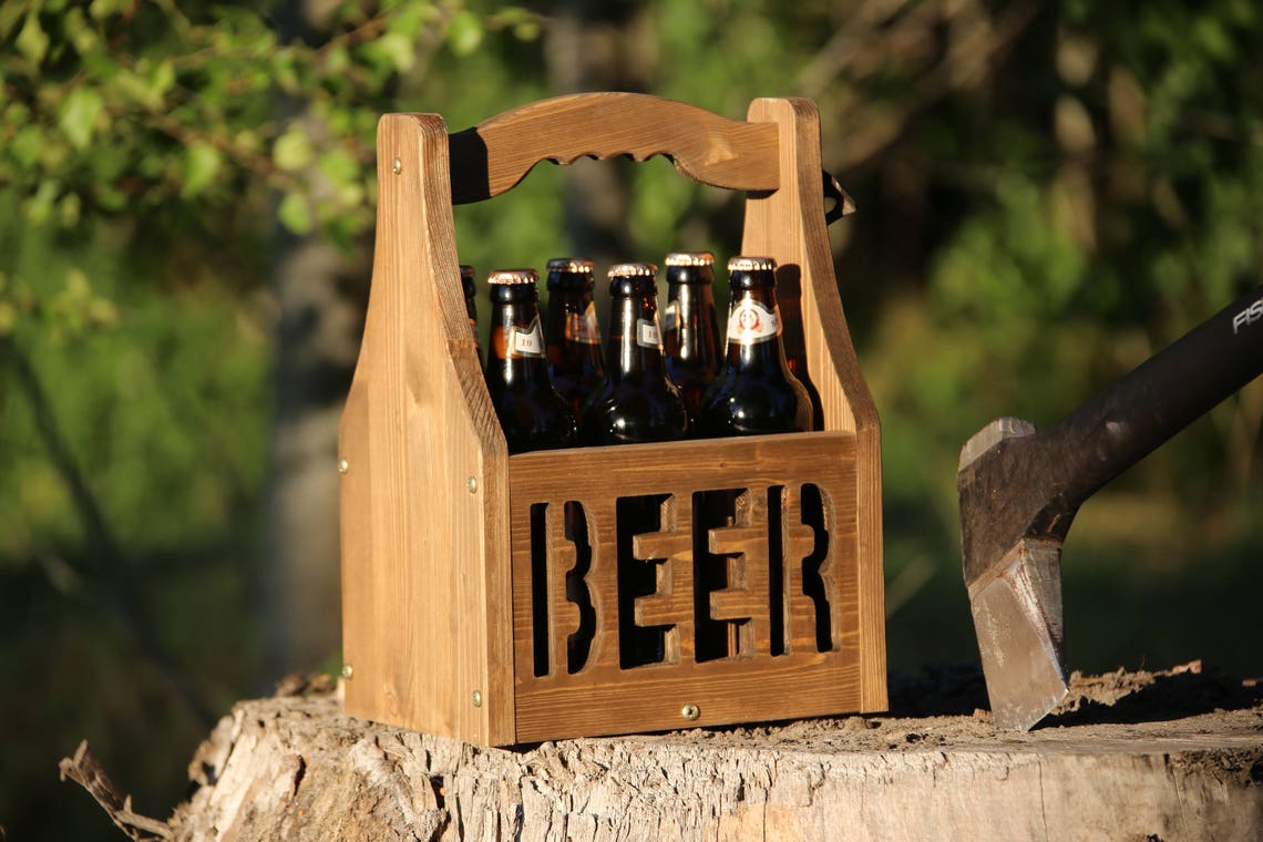 Beer Caddy Beer carrier Rustic Beer Tote Beer holder Beer box | Etsy