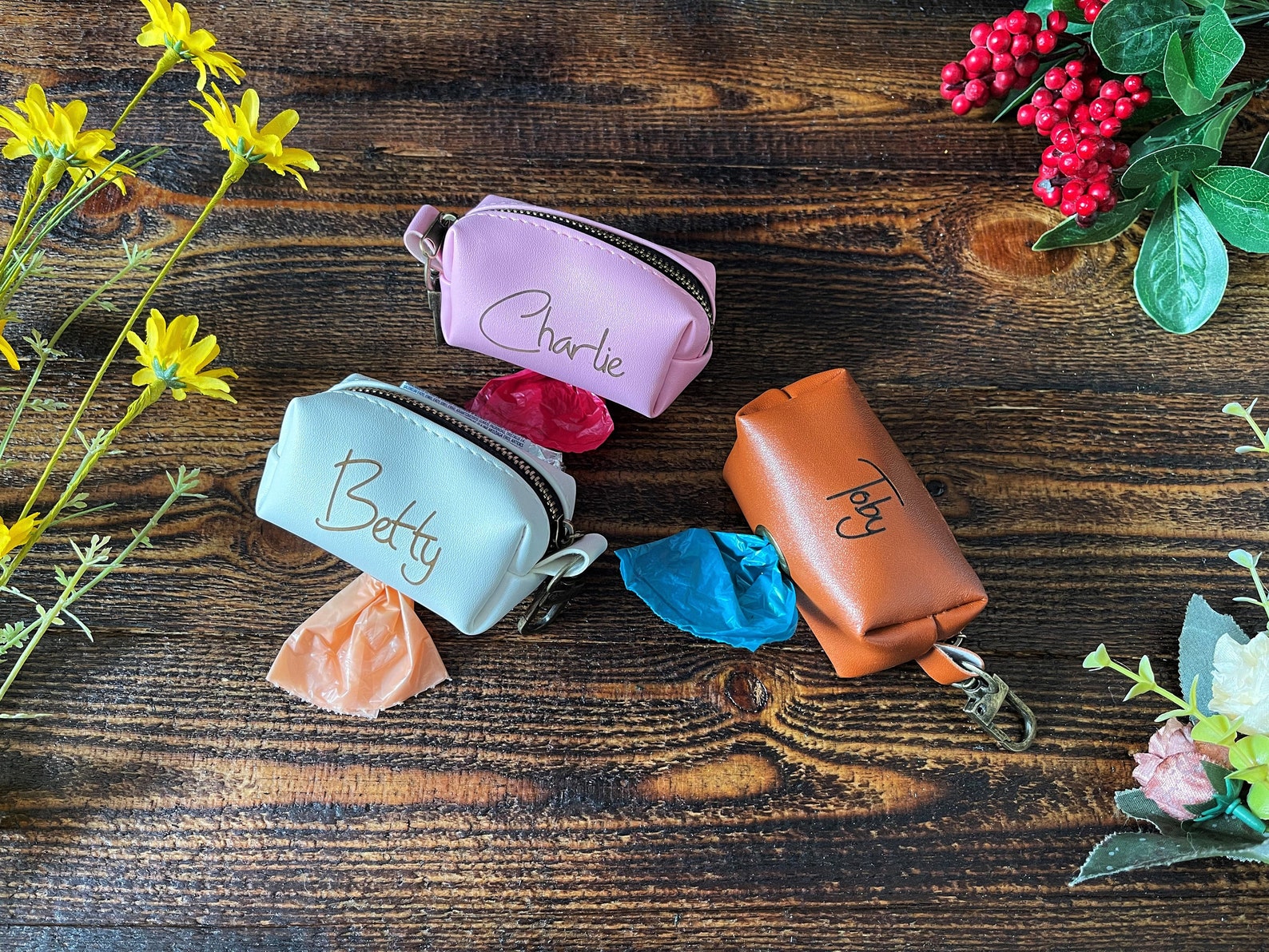 Personalized Poop Bag Leather Dog Poop Bag Holder Dog Waste Bag ...
