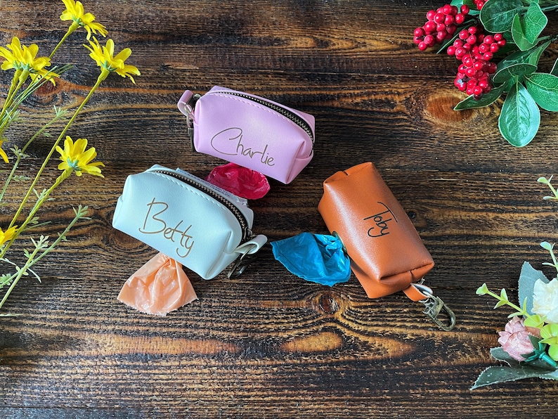 Personalized Poop Bag Leather Dog Poop Bag Holder Dog Waste Bag ...