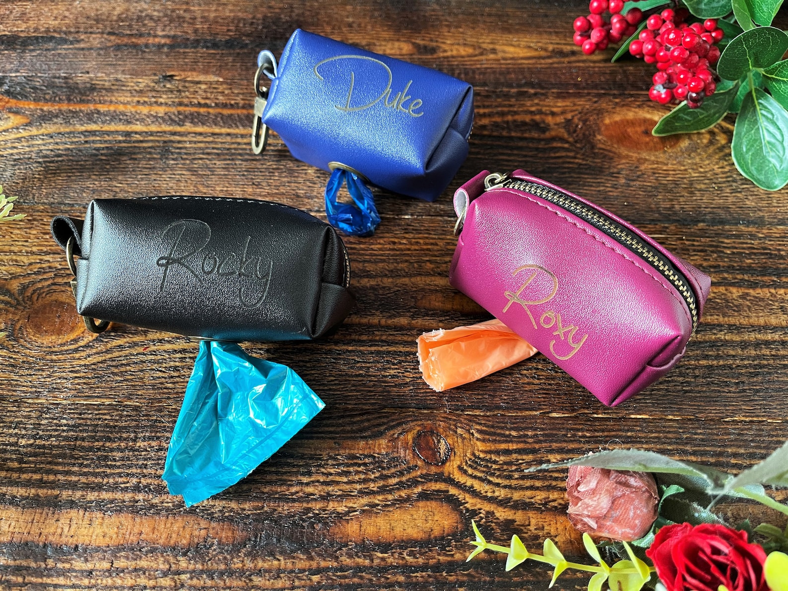 Personalized Poop Bag Leather Dog Poop Bag Holder Dog Waste Bag ...