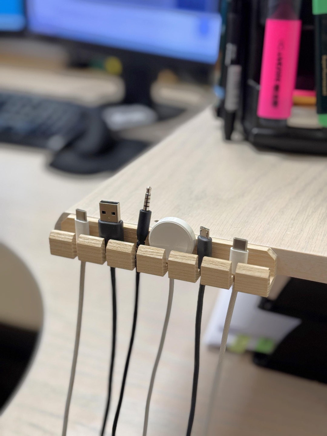 Wood Cable Organizer Cable Holder Wire Organizer Cable Management ...