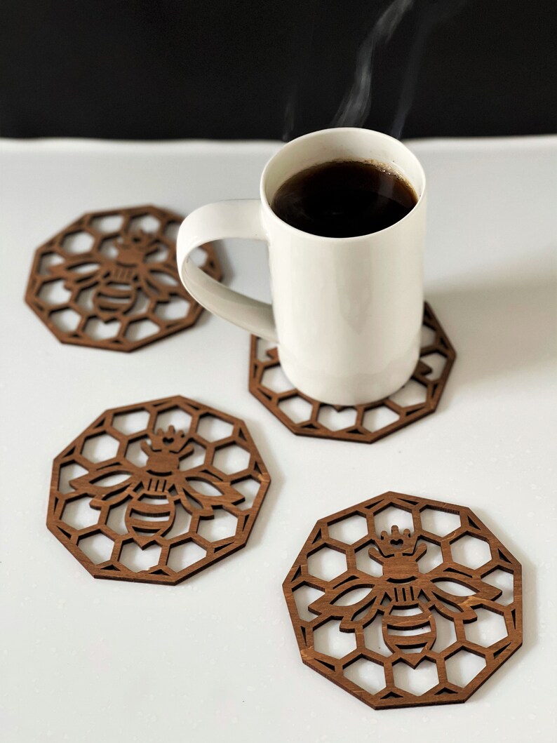 Wooden Coasters Kitchen and Dining Coasters Wood Gift for Her Tea ...