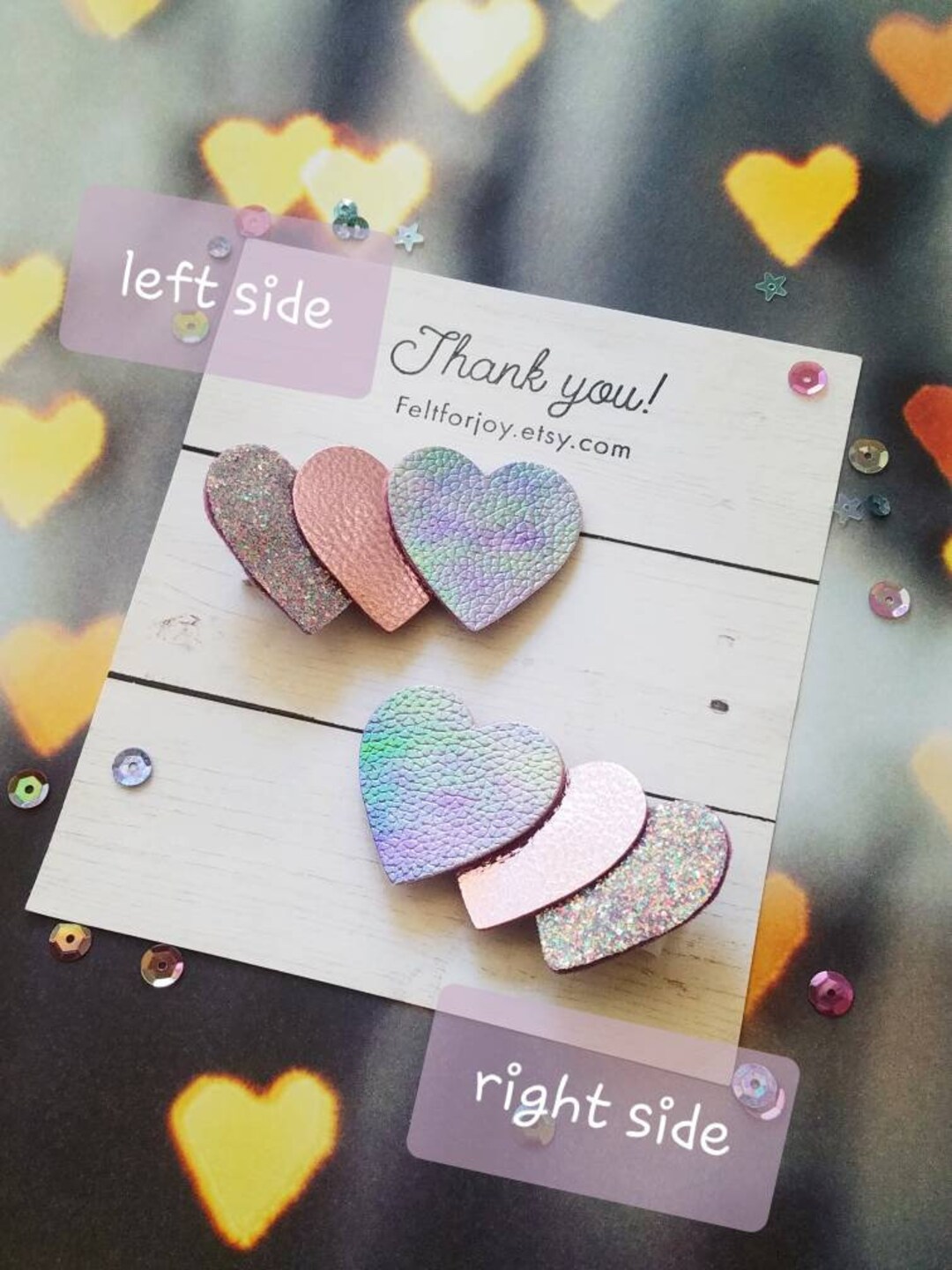 Heart Hair Clips, Valentine's Day Hair Clips, Glitter Heart Clips ...