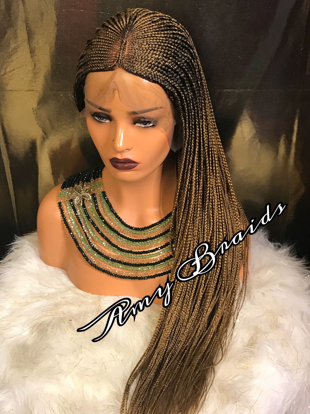 Amy Braids Lace Frontal Box Braided Cornrow Wig Custom Color & Length ...