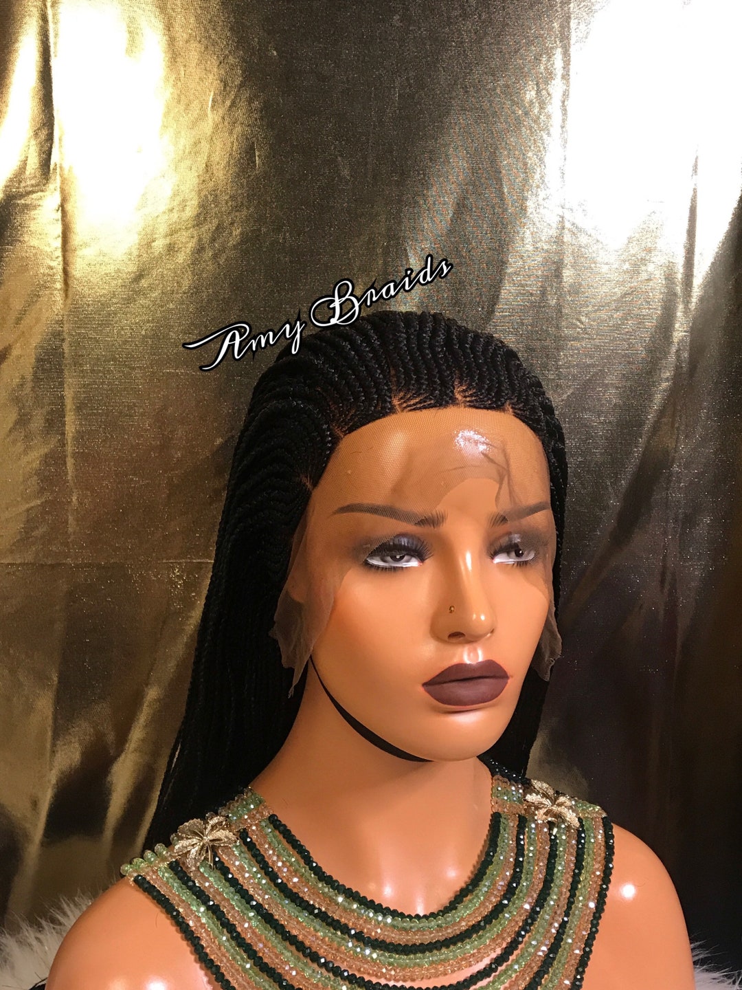 Amy Braids Lace Frontal Braided Cornrow Unit (12 Pieces) Style Wig for ...