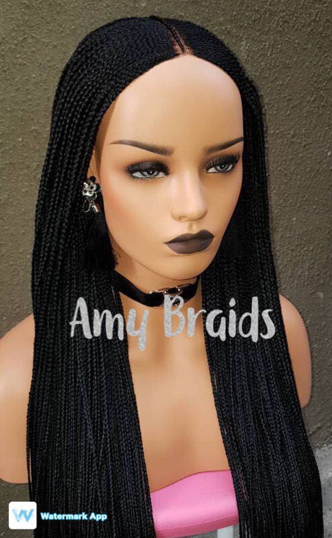 Amy Braids Box Braided Cornrow Wig, Custom Color & Length for Black ...