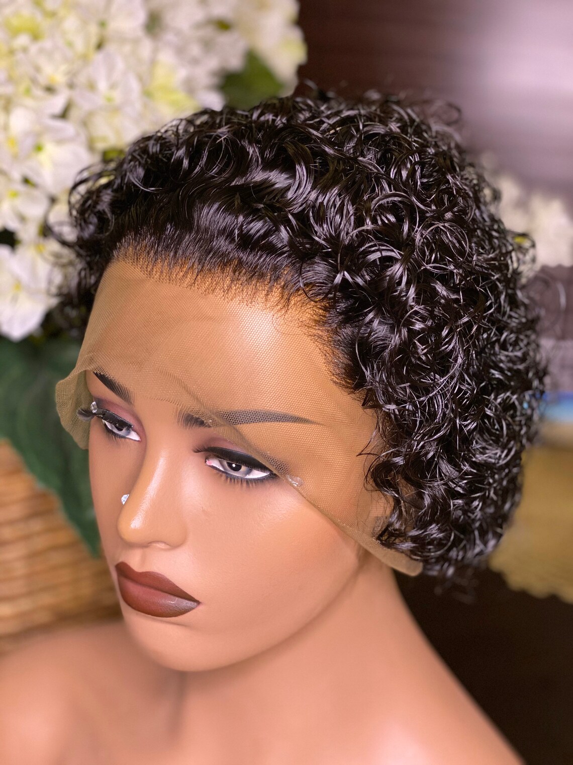 Human Hair Curly Short Pixie Wig | Etsy