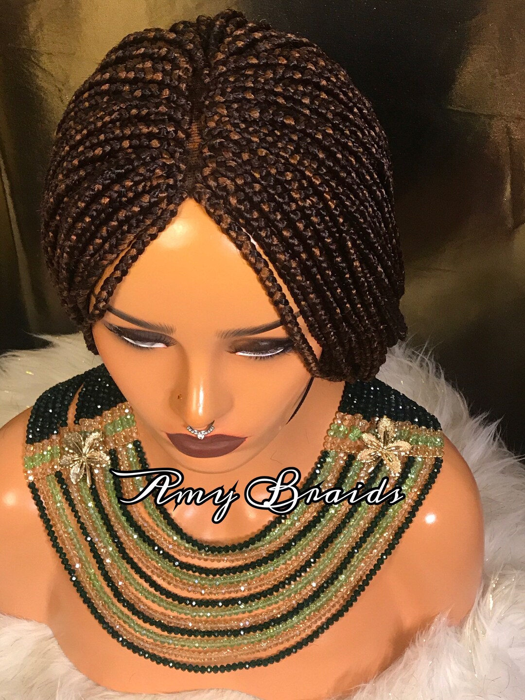 Amy Braids Box Braided Lace Closure Wig,medium Size,color 30&33 Mixed ...