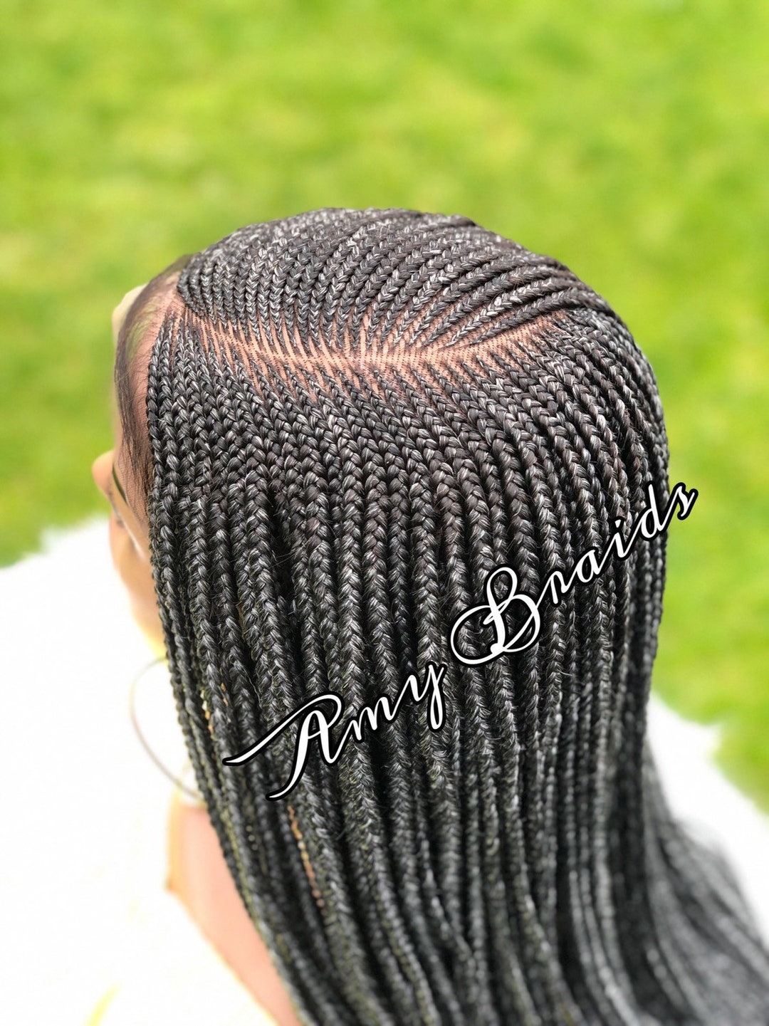 Amy Braids Braided Lace Cornrow Wig 30 Inches,color Mix Withe Black for ...