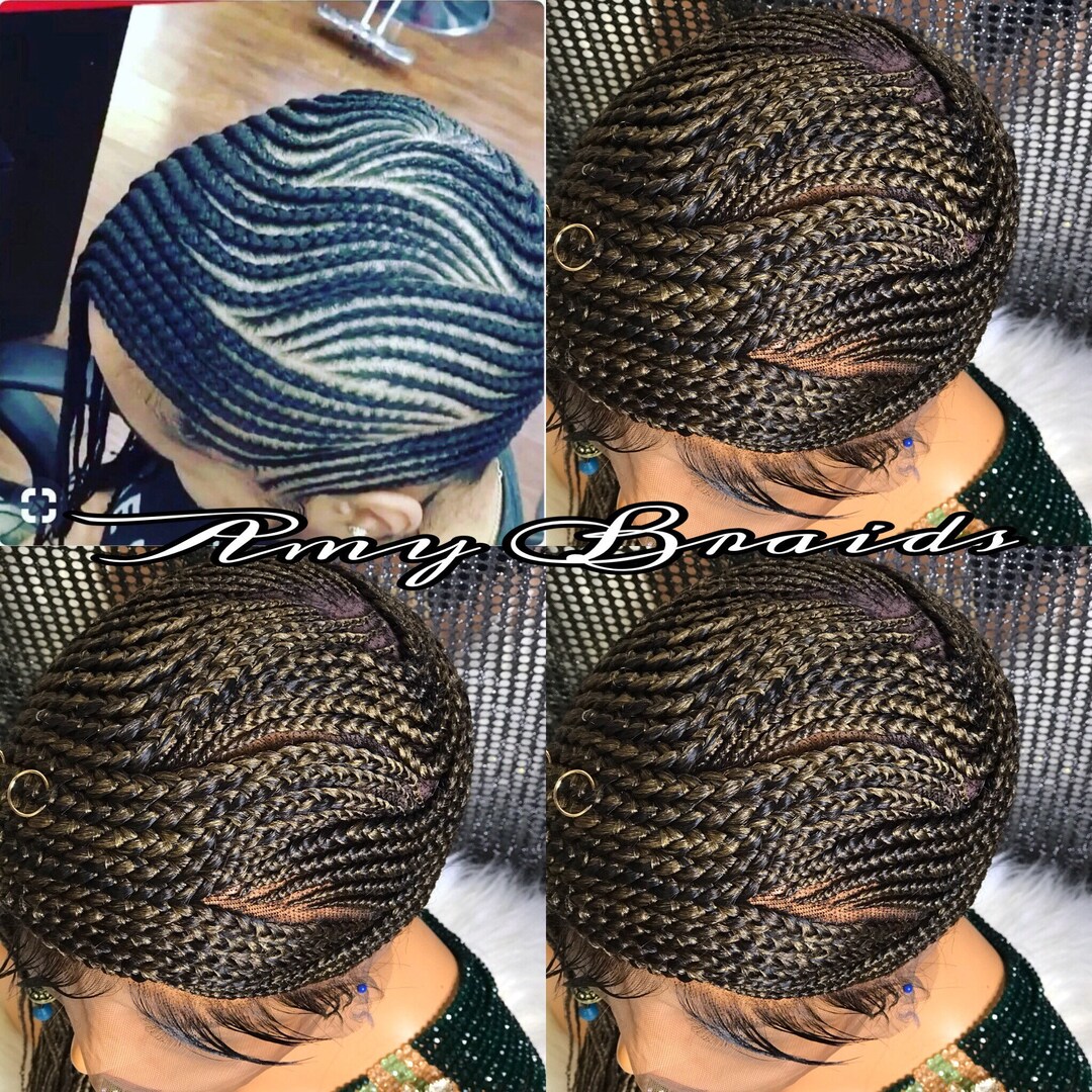 Amy Braids Full Lace Box Braided Cornrow Lemonade Braids Wigs for Black ...