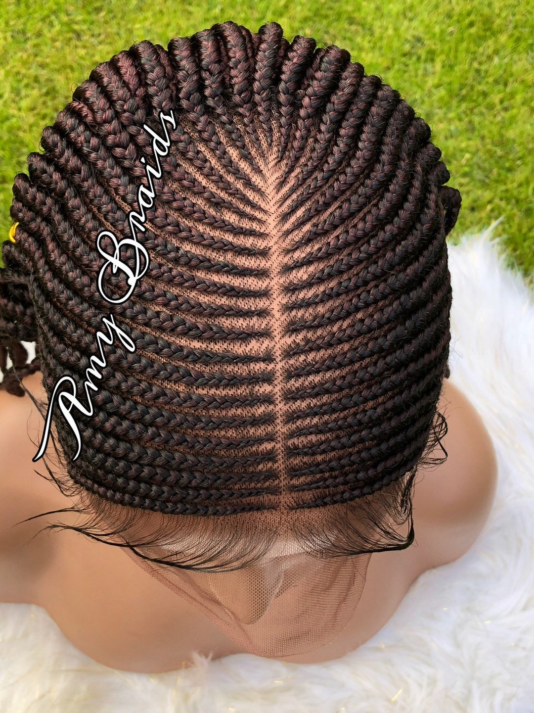Amy Braids Middle Part Cornrow Wig Color Black, Natural Looking ...